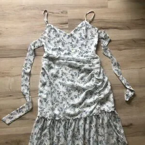 Hello Molly | Dresses | Hello Molly White Floral Maxi Dress With Blue ...